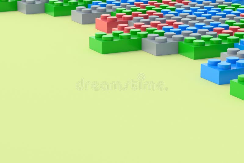 Colorful Plastic Toy Blocks on Yellow Background Stock Illustration ...