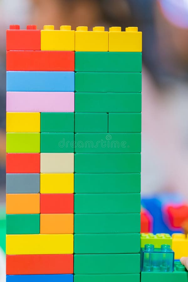 Colorful Plastic Toys Blocks on Table for Children Stock Photo - Image ...
