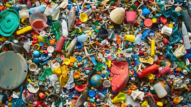 Colorful Plastic Waste Abstract Background Stock Illustration ...