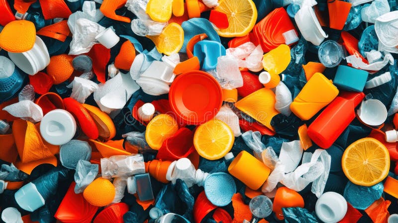 Colorful Plastic Waste Depiction Highlighting Pollution Issues Stock ...