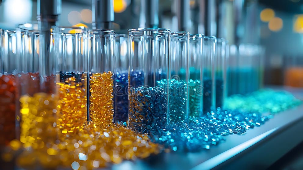 Colorful Plastic Waste Samples in Test Tubes for Analysis and Research ...