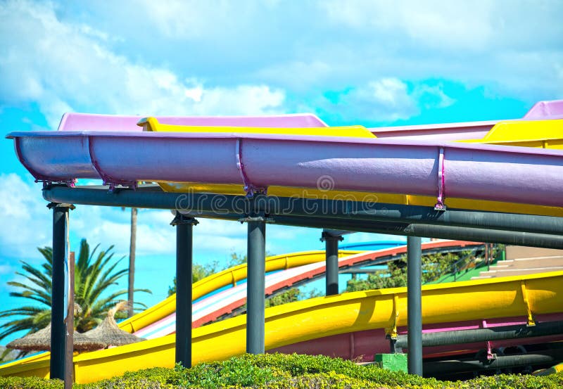 Colorful Plastic Water-slides. Stock Image - Image of recreation ...
