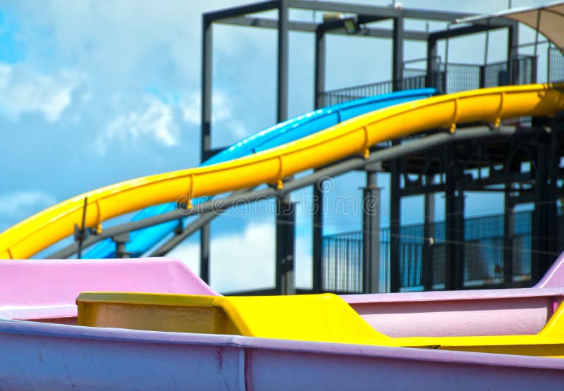 Colorful Plastic Water-slides. Stock Photo - Image of park, slides ...