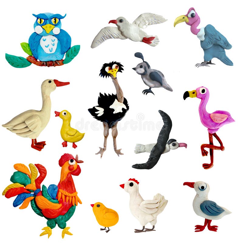 Colorful Plasticine 3D Sea Animals Icons Set Isolated on White ... Colorful Plasticine 3D Sea Animals Icons Set Isolated on White ...