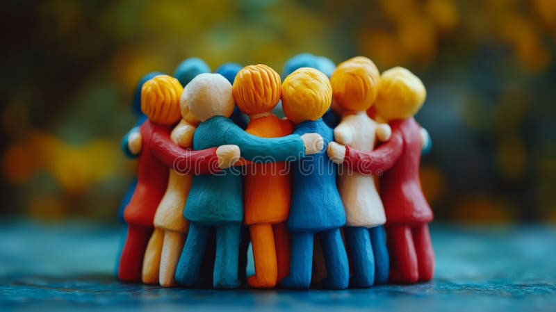 Colorful Plasticine Figures Hugging in a Group Stock Illustration ...