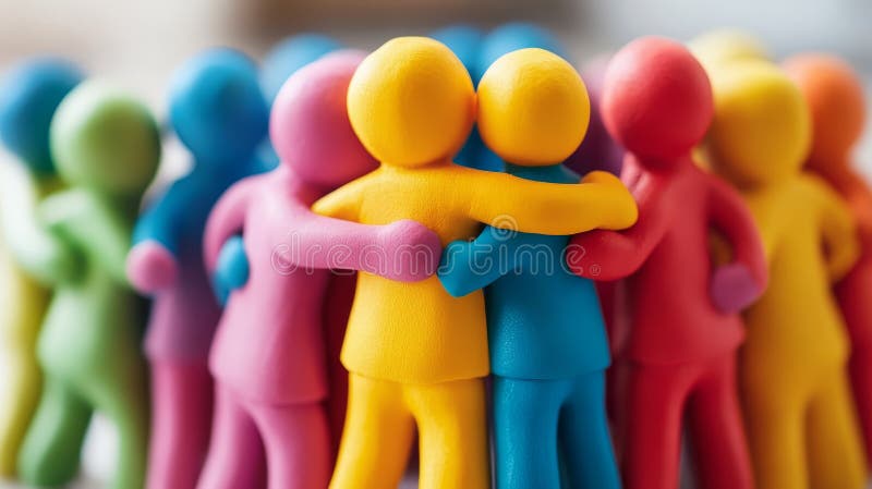 Colorful Plasticine Figures Hugging in a Group Stock Illustration ...