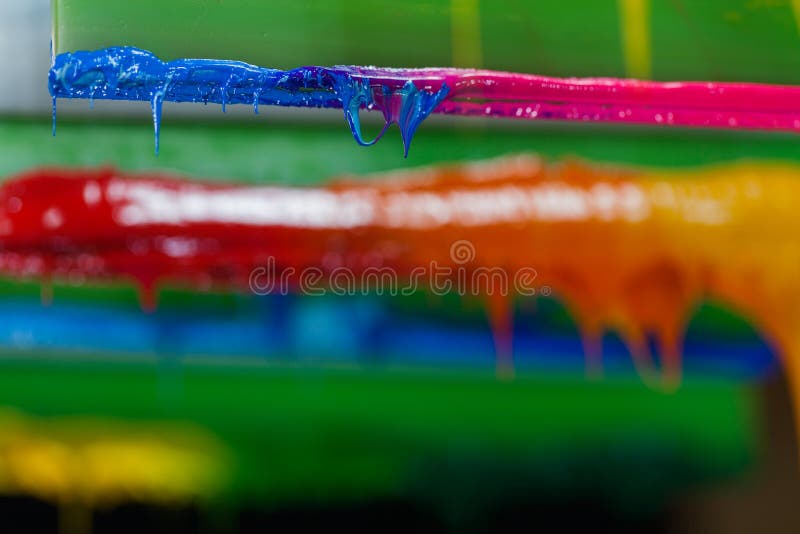 Colorful of Plastisol Ink Stick on Printer Handle Stock Image - Image ...