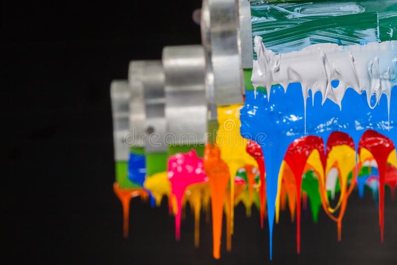 Colors Dripping From The Rubber Print Handle Picture. Image: 114003369