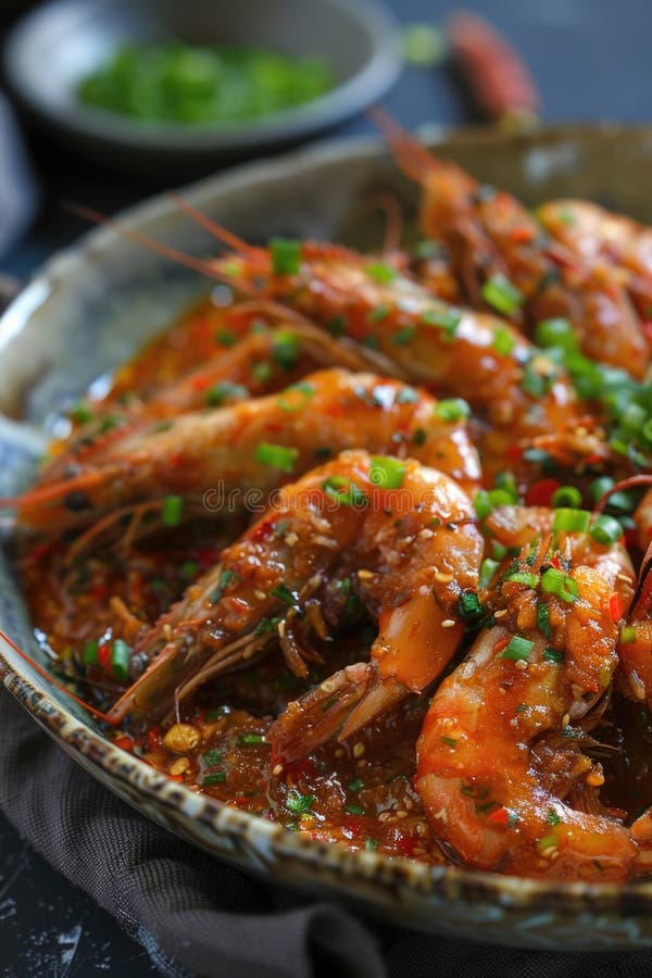 A Colorful Plate of Cooked Shrimp and Mixed Vegetables Stock Photo ...