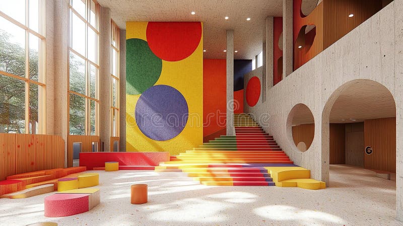 Colorful Play Area with Vibrant Geometric Shapes Stock Illustration ...
