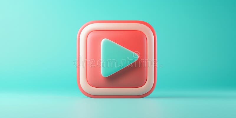A Colorful Play Button Icon is Centered on a Soft Turquoise Background ...