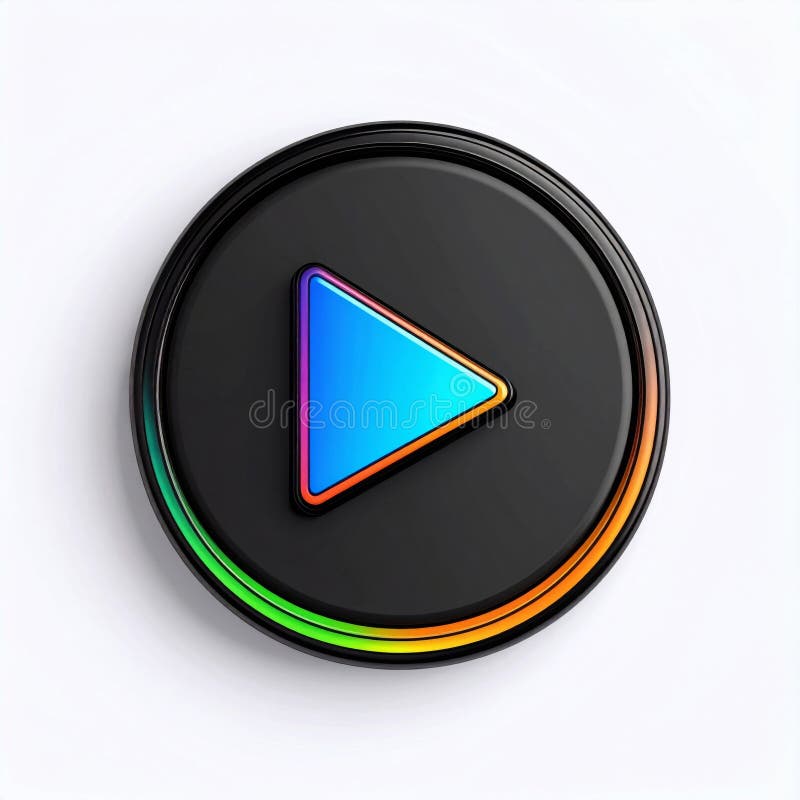 Colorful Play Button Icon: 3D Render Stock Illustration - Illustration ...
