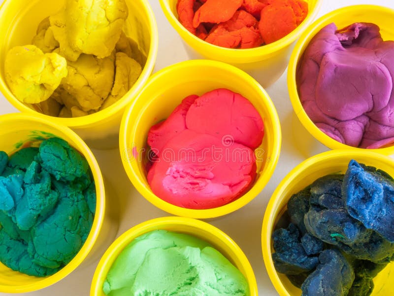 Colorful Play Dough in Yellow Can Stock Photo - Image of skill, relish ...