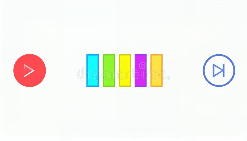 Colorful Playback Controls on White Background Stock Illustration ...