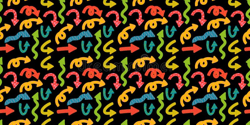 Colorful Playful Arrows in Trendy Style with Vector Texture. Direction ...