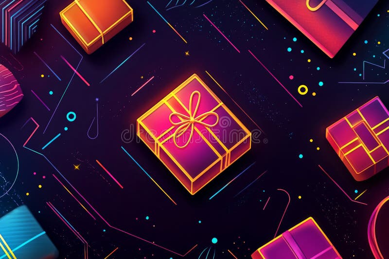 A Colorful, Playful Background with Neon-colored Gift Boxes, Set ...