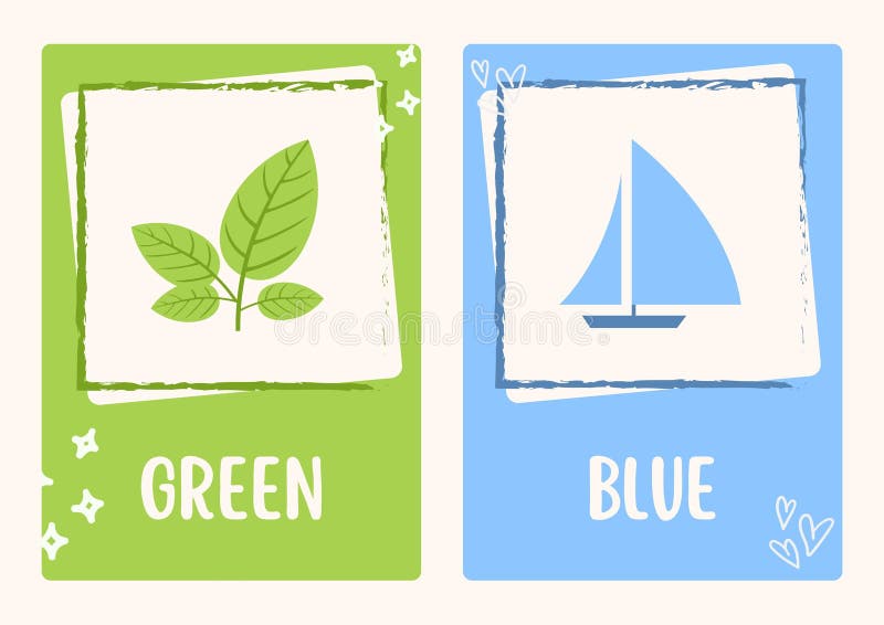 Colorful Playful Cute Color Flashcard - 2 Stock Illustration ...