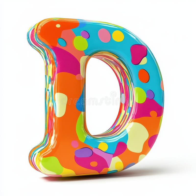 A Colorful, Playful 3D Letter "D" with a Vibrant Design, Suitable for ...