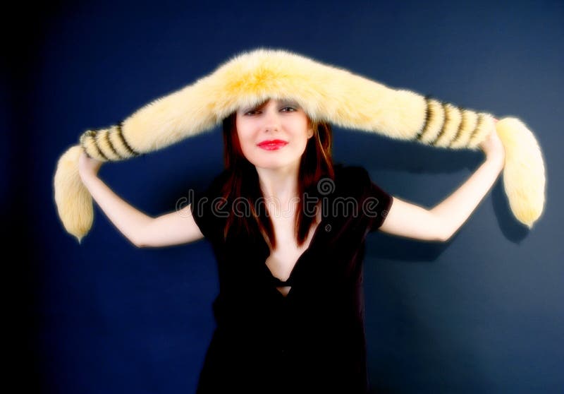 Colorful Playful Girl with Yellow Boa Stock Image - Image of beautiful ...