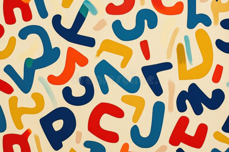 Colorful and Playful Pattern Featuring Stylized Alphabet Letters for ...