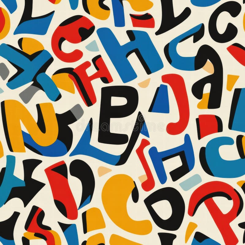 Colorful and Playful Pattern of Stylized Alphabet Letters Designed for ...