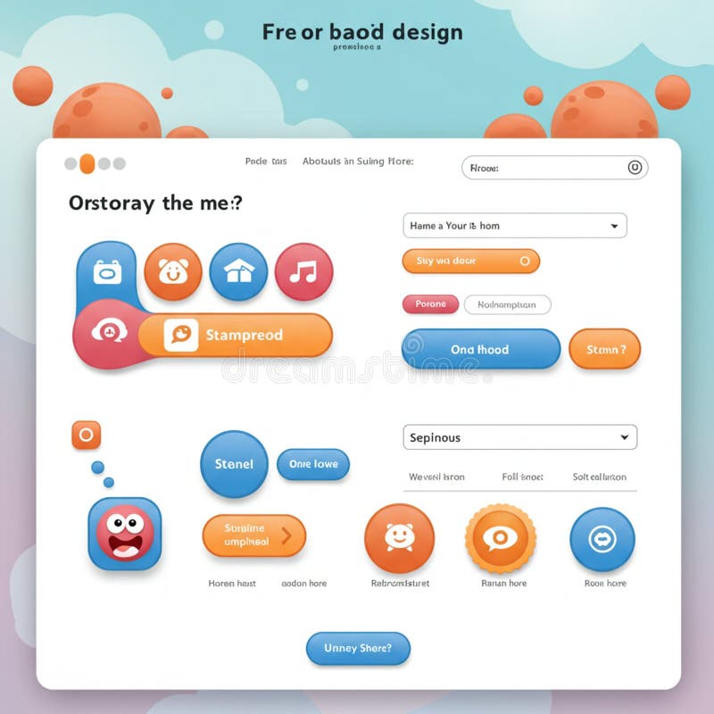 Colorful, Playful Web Interface Design with Rounded Buttons and a ...