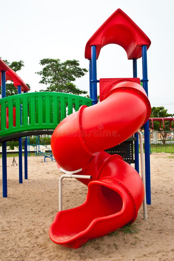 Red slide stock photo. Image of busy, park, plastic, slip - 181454