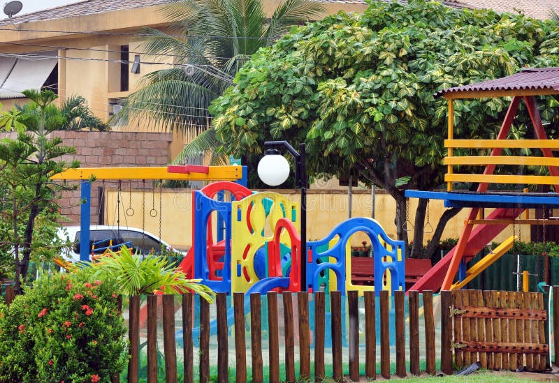 Colorful playground stock image. Image of fence, colour - 20844453