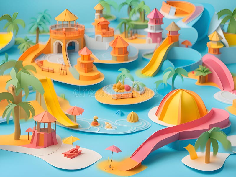 Colorful Playground in the Park, 3d Rendering Stock Illustration ...