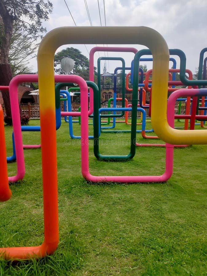 Colorful playground pipes stock image. Image of rainbow - 281451023