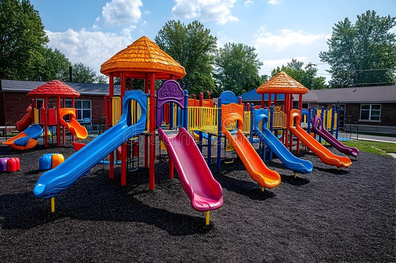 Colorful Playground Fun stock illustration. Illustration of park ...