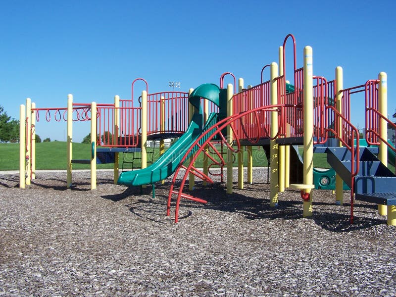 Colorful Playground in Summer Stock Image - Image of slide, park: 3088481