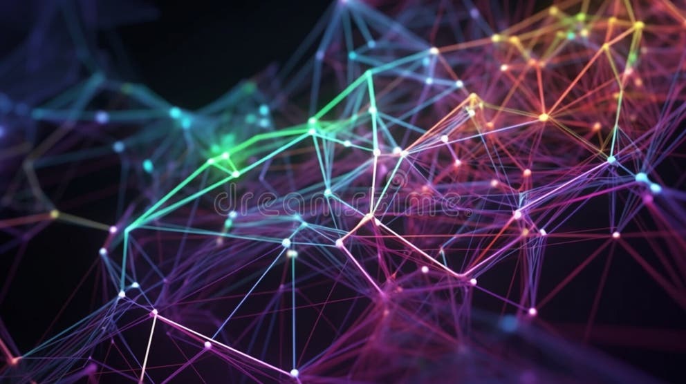 Colorful Plexus Effect on Technology Background Stock Illustration ...