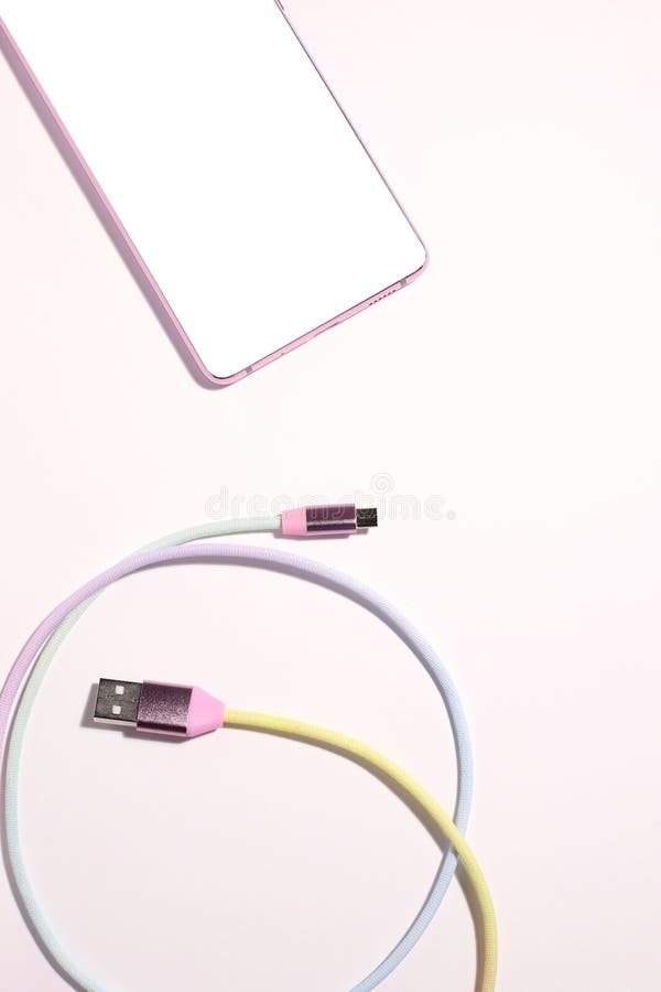 Colorful Plug Charger Cable, Usb Connector for Phone, Copy Space Stock ...
