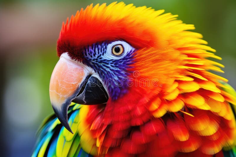 The Colorful Plumage of a Tropical Bird Up Close Stock Illustration ...