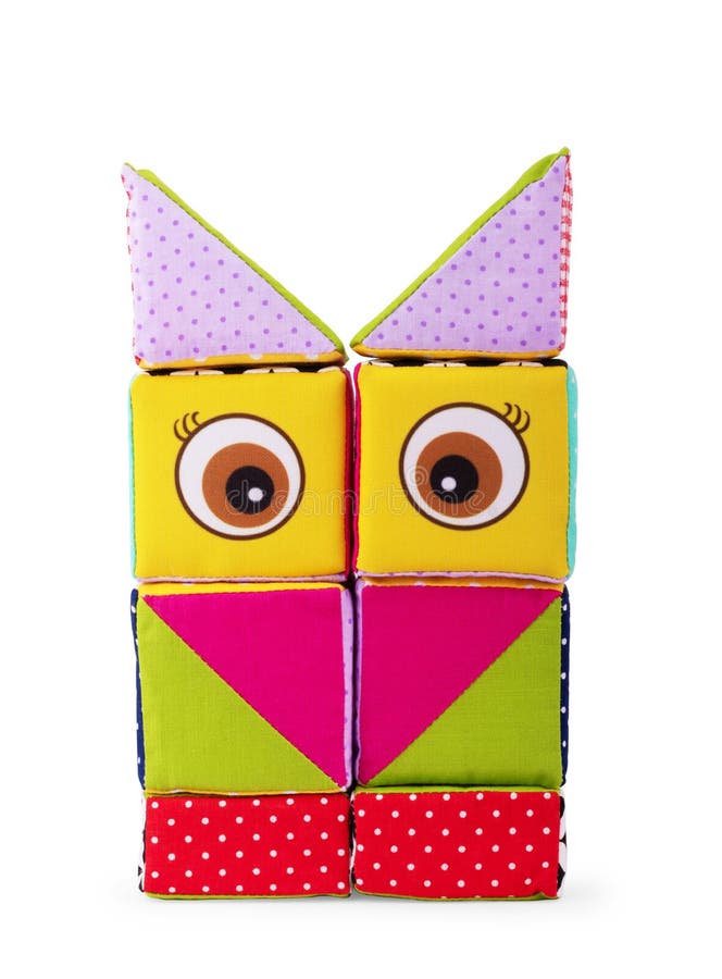 Colorful Plush Cube Toy Isolated on White Stock Image - Image of yellow ...