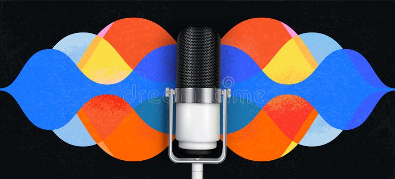 Colorful Podcast Composition with Vintage Microphone Stock Vector ...