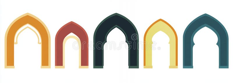 Colorful Pointed Arch Collection Design Elements Vector Illustration ...