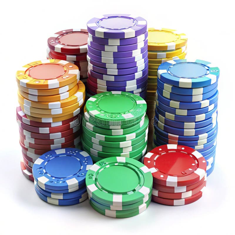 Colorful Poker Chips on a Green Table. Neural Network AI Generated ...