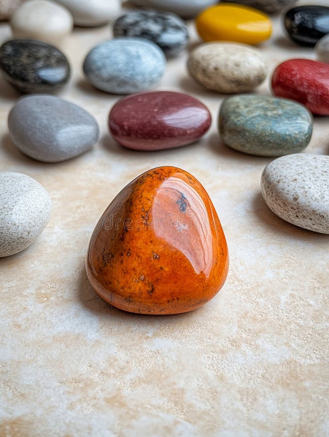 Colorful Polished Stones Arranged on a Surface. Stock Photo - Image of ...