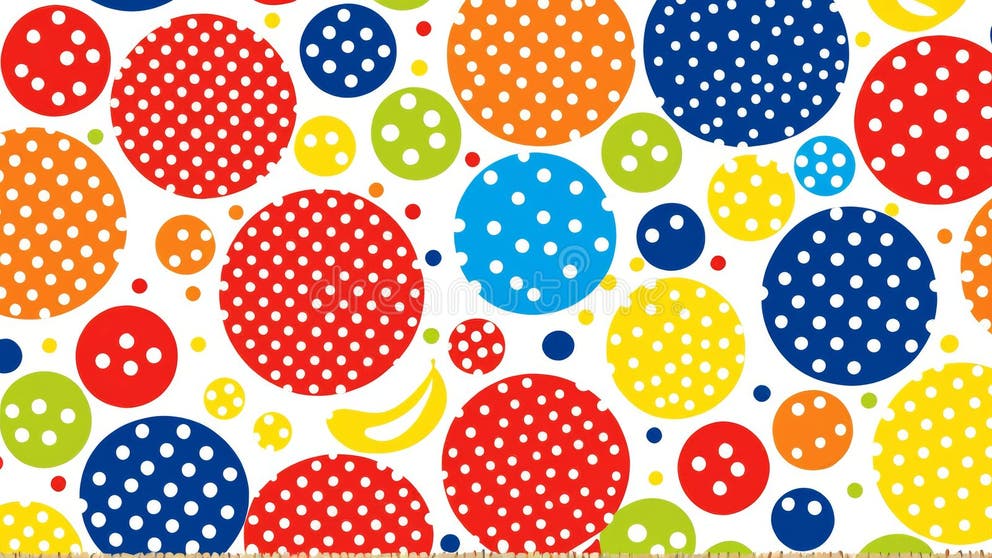 Colorful Polka Dot and Button Pattern with Bright Circular Designs ...