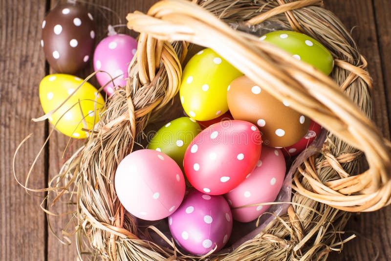 Easter eggs in basket stock photo. Image of basket, decorative - 30219102
