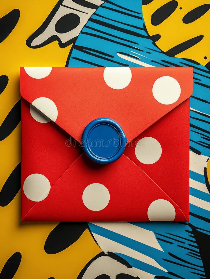 Colorful Polka Dot Envelope with Blue Seal on a Bold Background. Stock ...