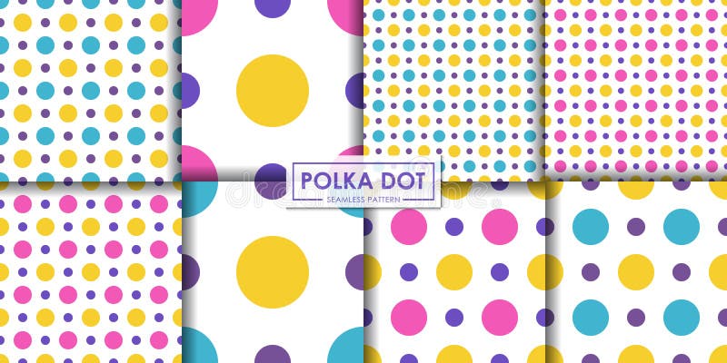 Colorful Polka Dot Seamless Pattern Set Stock Vector - Illustration of ...