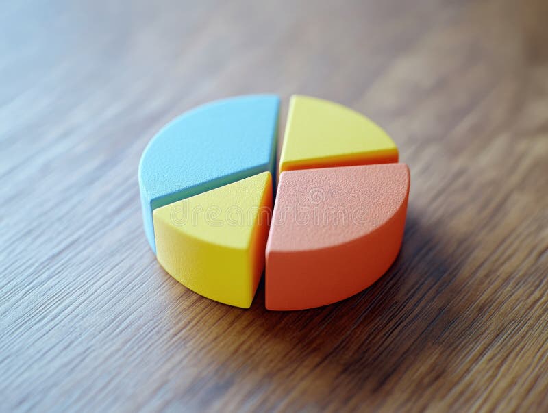 Colorful Poll Pie Chart on Table Stock Photo - Image of tool, table ...