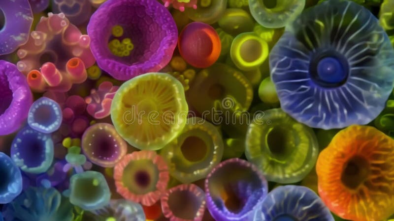 A Of Colorful Pollen Grains From Different Plant Species Each One Showcasing Its Unique
