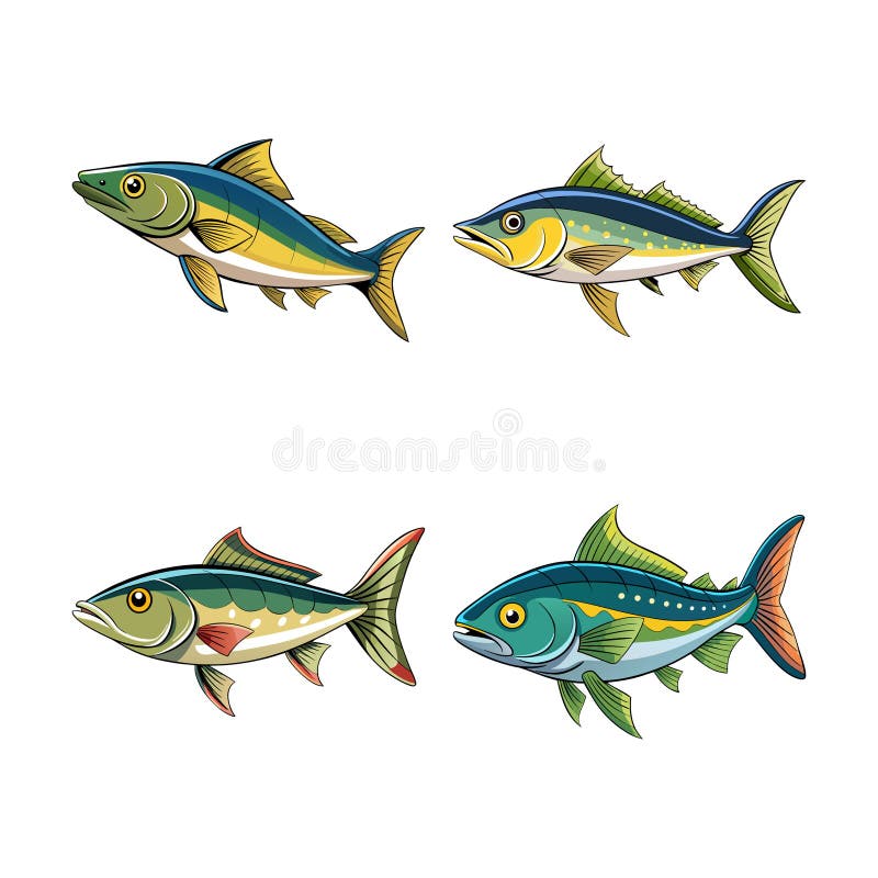 Colorful Pollock Fish Illustration with Realistic Features Stock Vector ...