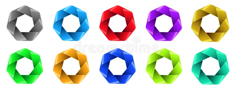 Colorful Polygon Emblems. Hi Tech Logo Set. Vector Illustration. Stock ...