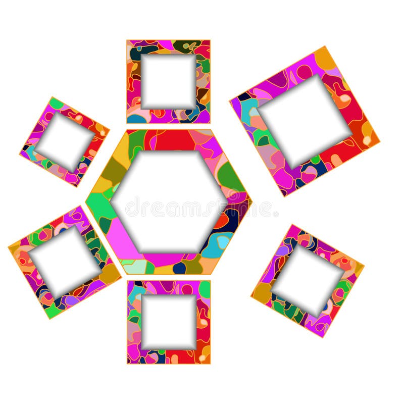 Colorful Polygon and Square Frames Stock Vector - Illustration of craft ...