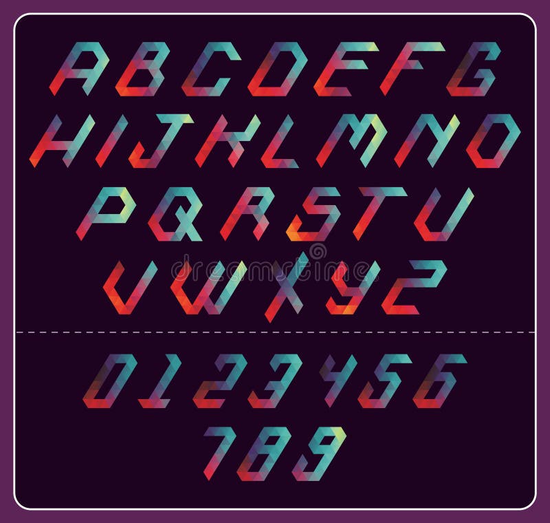 Colorful polygonal font stock vector. Illustration of font - 84515874
